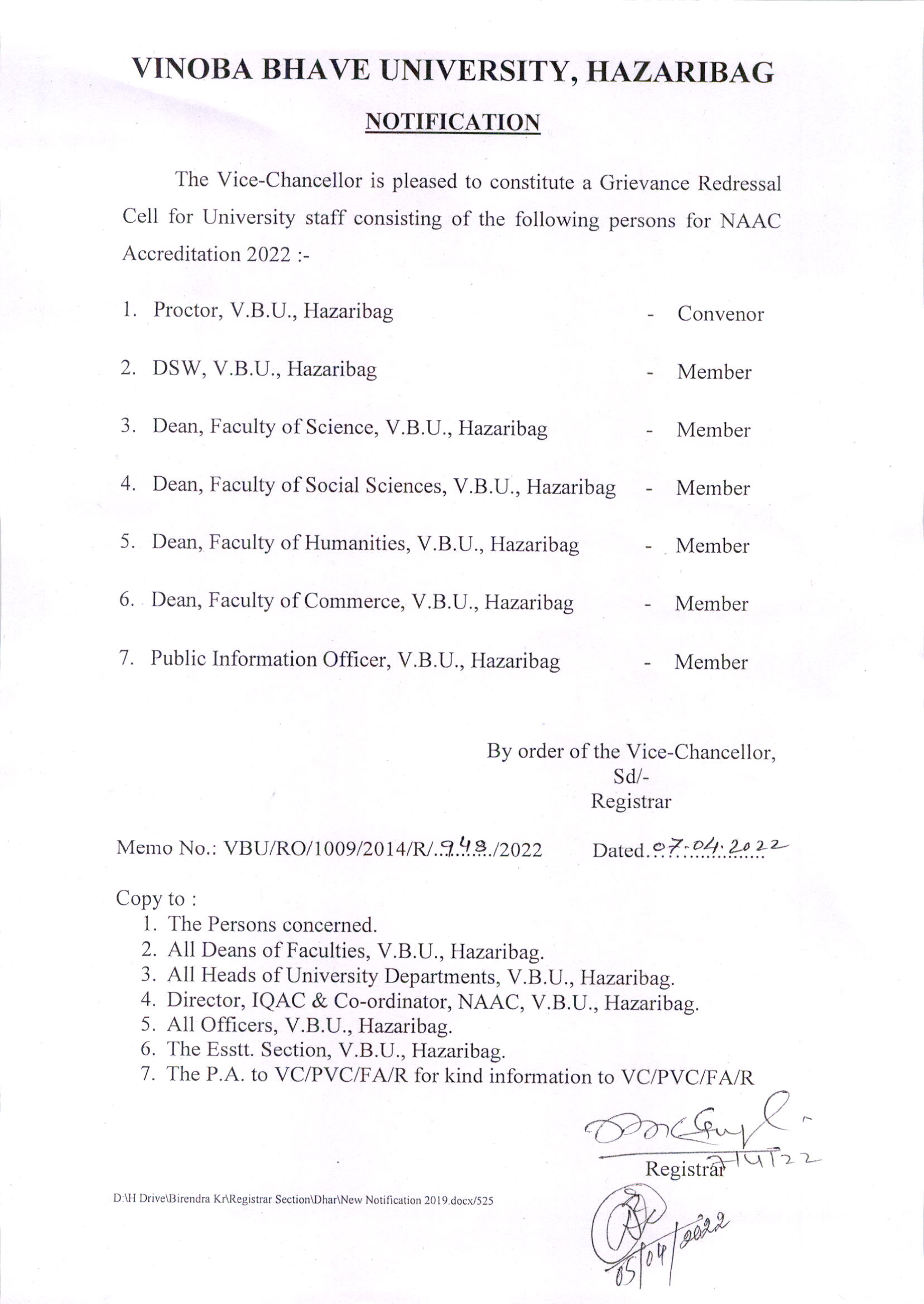 Vinoba Bhave University, Hazaribag